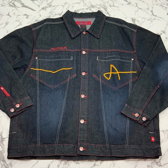 Avirex | Jackets & Coats | Mens Avirex Indigo Blue Yellow Red Casual ...